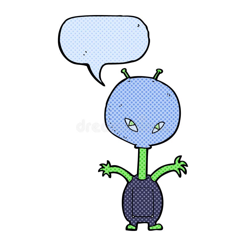 Cartoon Space Alien with Speech Bubble Stock Illustration ...
