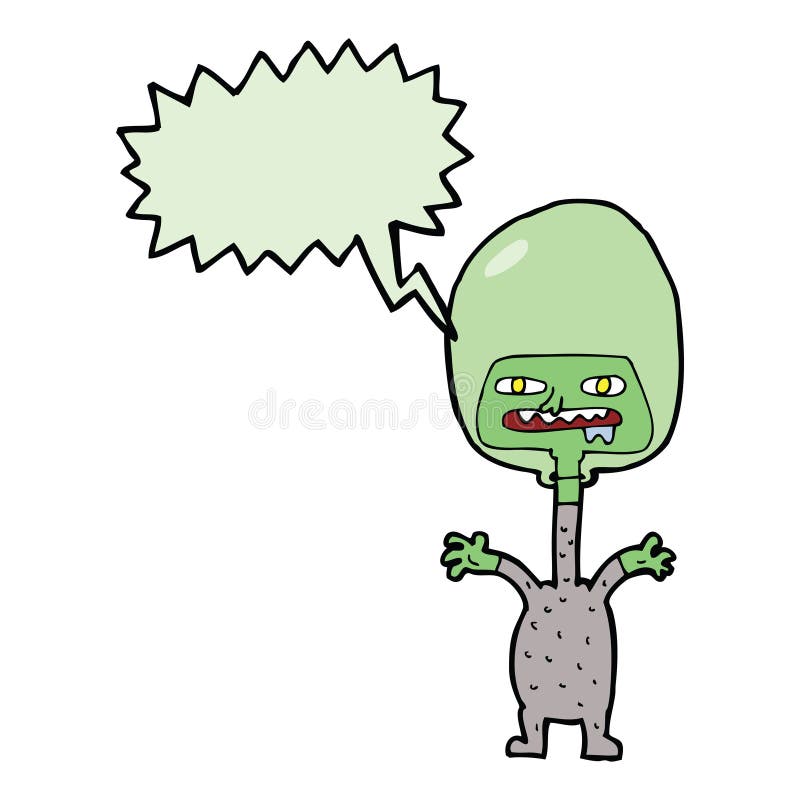 Cartoon Space Alien with Speech Bubble Stock Illustration ...
