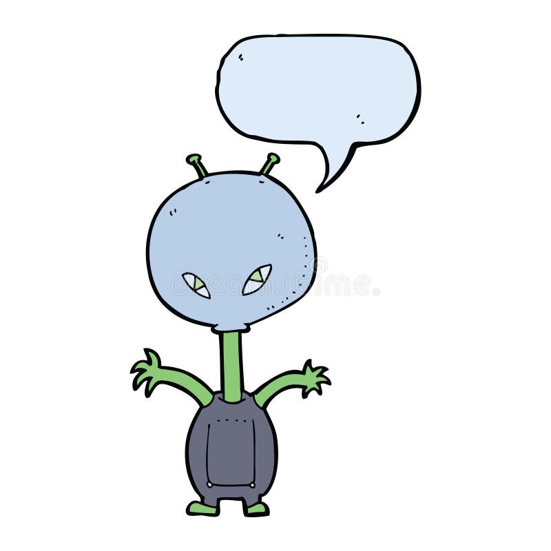 Cartoon Space Alien with Speech Bubble Stock Illustration ...