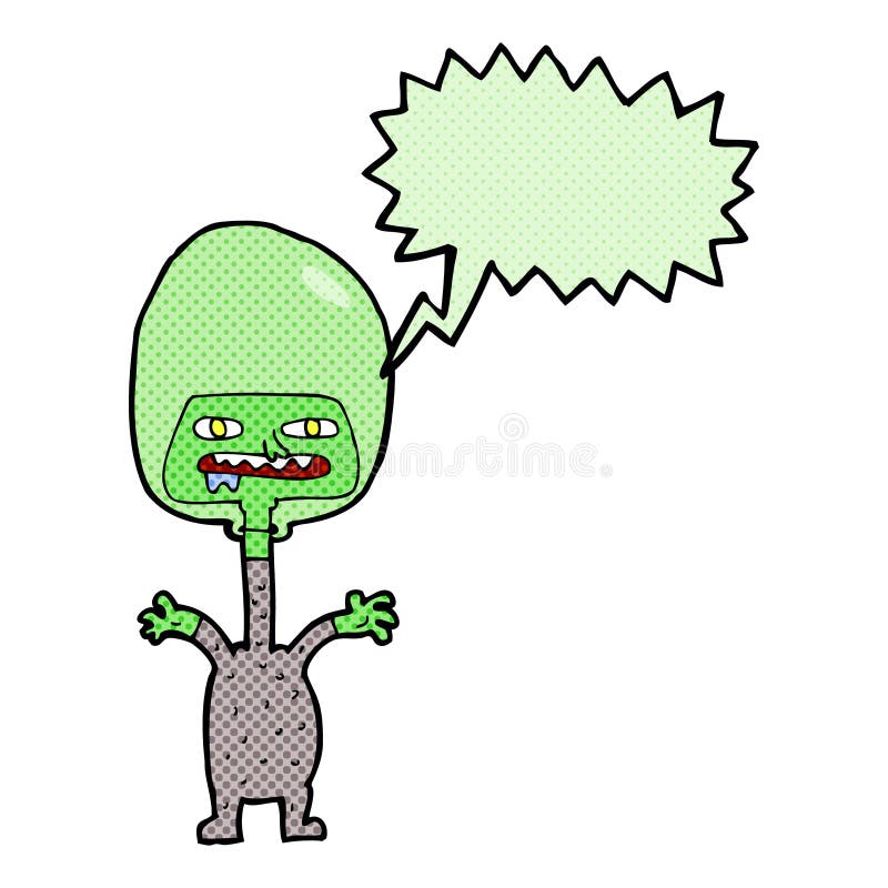 Cartoon Space Alien with Speech Bubble Stock Illustration ...