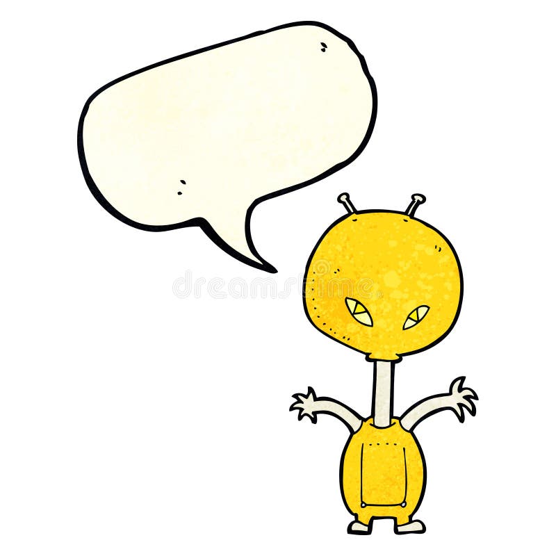 Cartoon Space Alien with Speech Bubble Stock Illustration ...