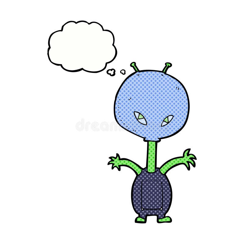 Cartoon Space Alien with Thought Bubble Stock Illustration ...