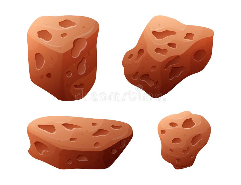 Cartoon Flying Space Asteroid with Craters and Bumps. Vector Isolated ...