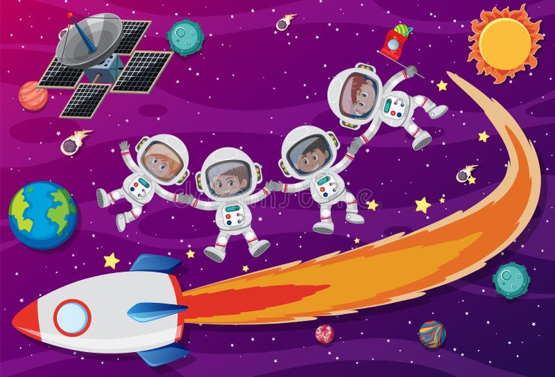 Cartoon Space Background Template Stock Vector - Illustration of planet ...