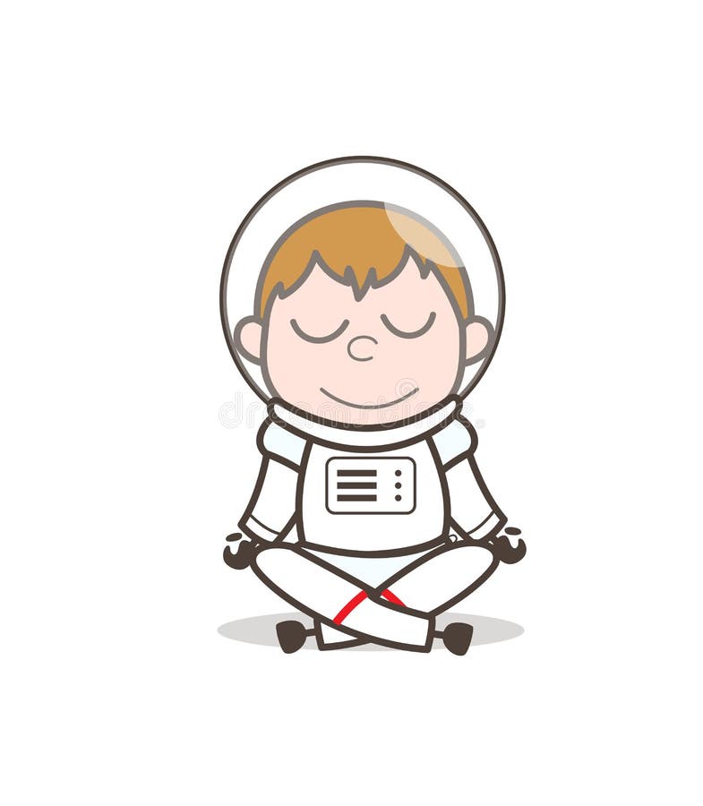 Cartoon Space Boy Thinking and Making a Plan Vector Illustration Stock ...