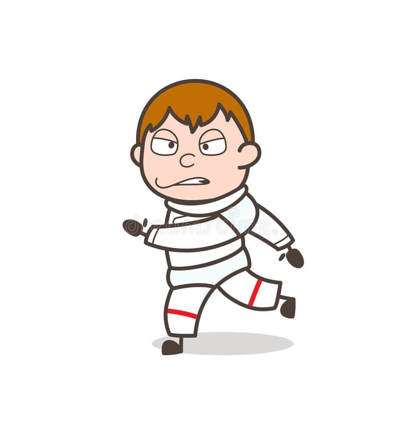 Running in Aggression - Cute Cartoon Boy Illustration Stock ...
