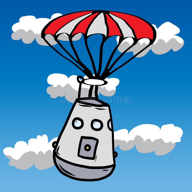 Cartoon of a Space Capsule and Blue Sky Stock Vector - Illustration of ...
