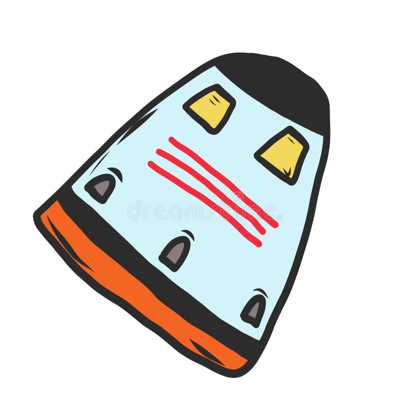 Cartoon of a Space Capsule and Blue Sky Stock Vector - Illustration of ...
