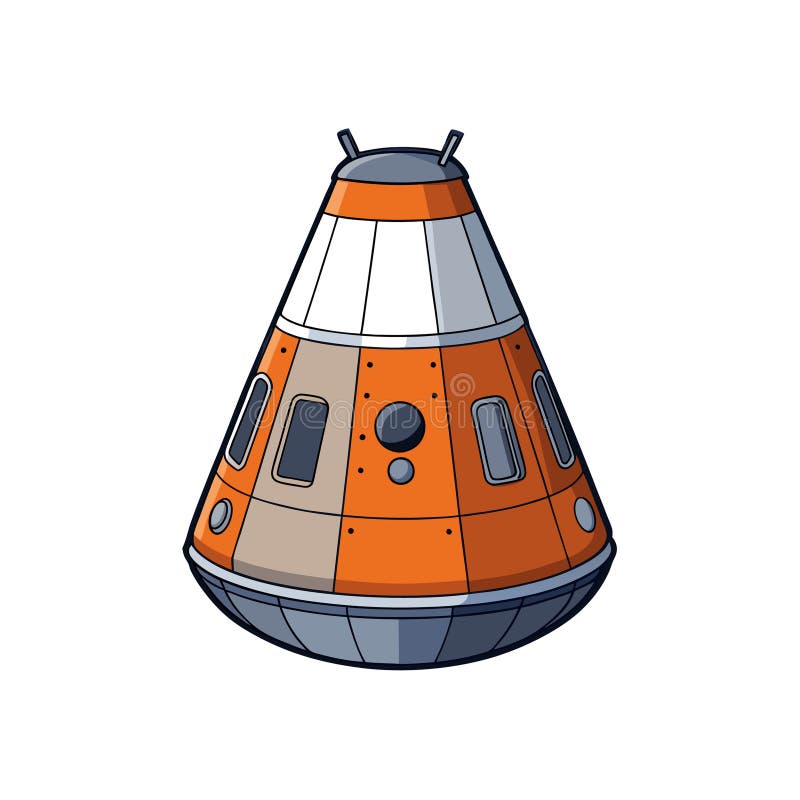 Cartoon Space Capsule Illustration on White Background, Vector Stock ...