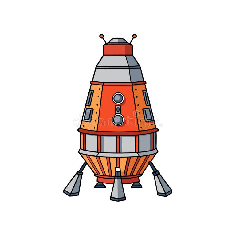 Cartoon Space Capsule Lander Ready for Takeoff Vector Stock Image ...