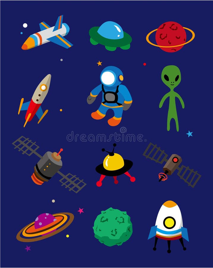 Cartoon space icon stock vector. Illustration of planet - 18858930