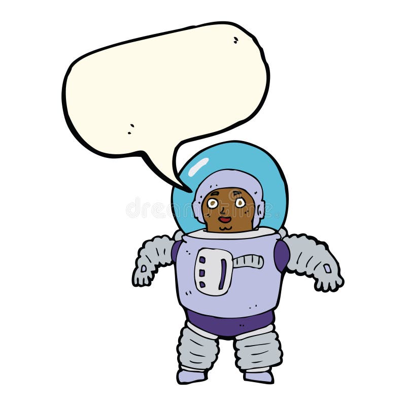 Cartoon Space Man with Speech Bubble Stock Illustration - Illustration ...