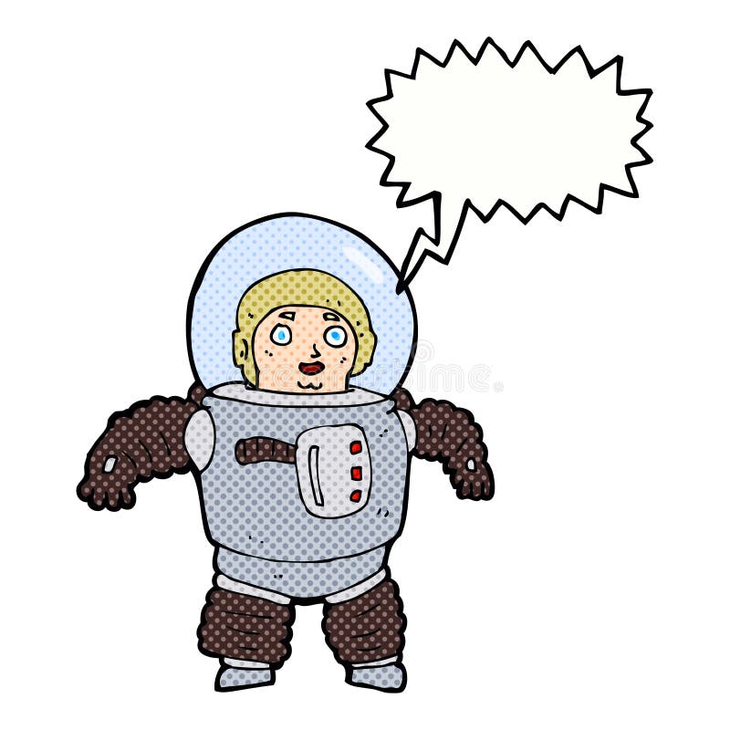Cartoon Space Man with Speech Bubble Stock Illustration - Illustration ...