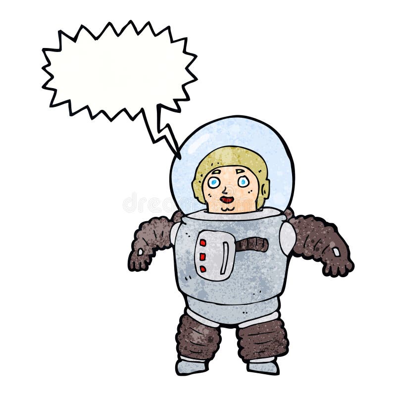 Cartoon Space Man with Speech Bubble Stock Illustration - Illustration ...