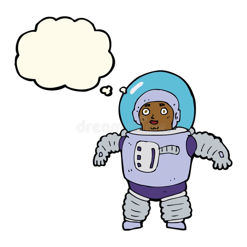 Cartoon Space Man with Thought Bubble Stock Illustration - Illustration ...