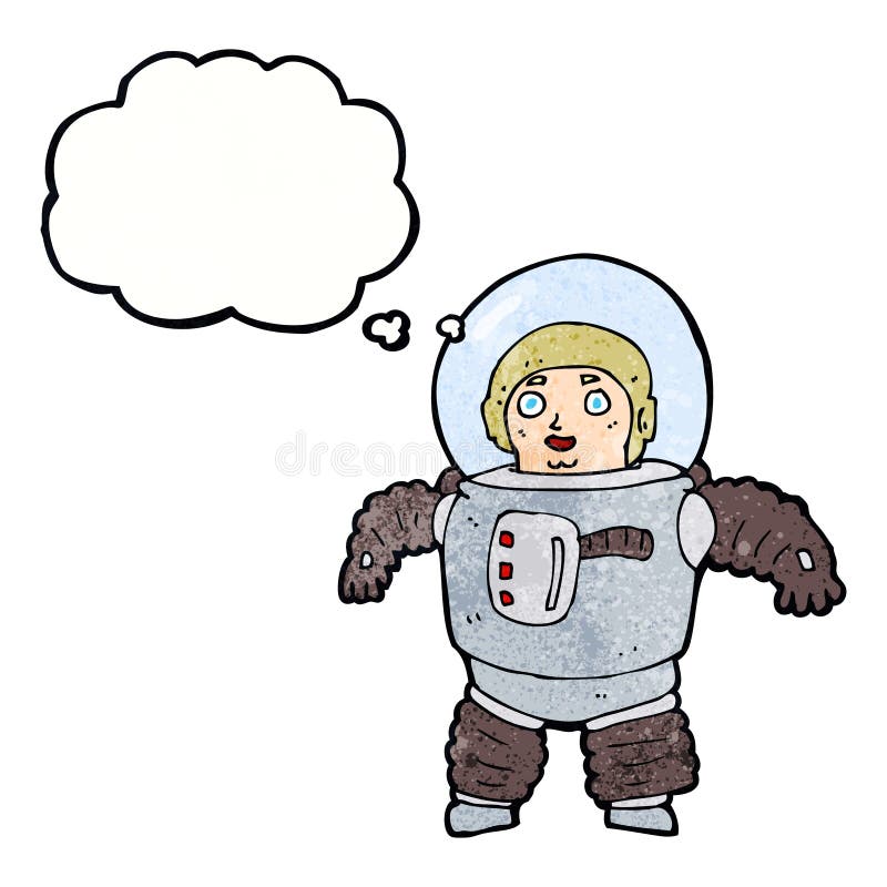 Cartoon Space Man with Thought Bubble Stock Illustration - Illustration ...