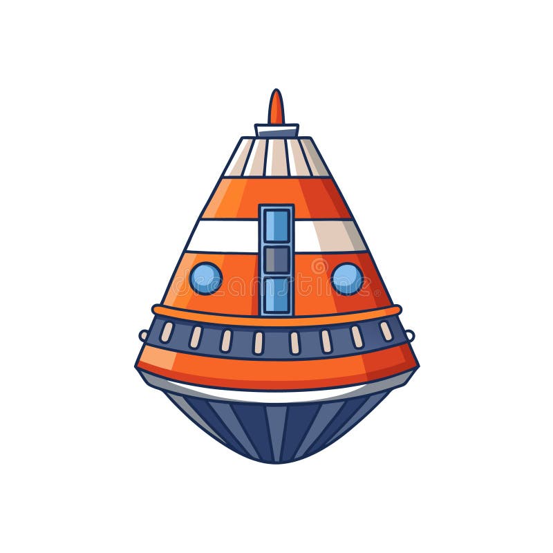 Cartoon Spacecraft Capsule Illustration for Kids Learning about Space ...