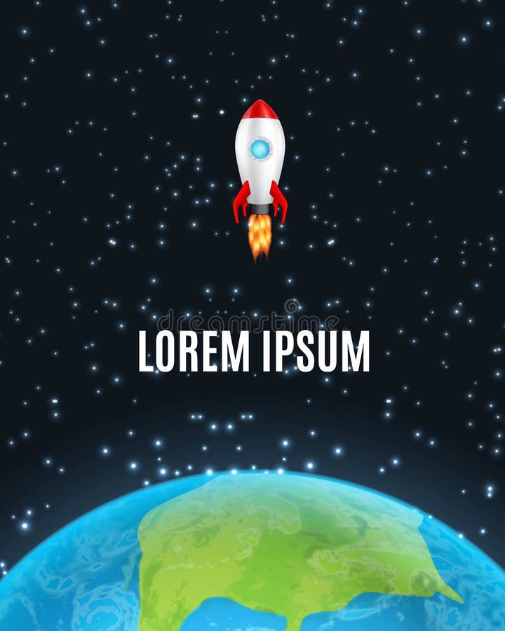 Cartoon Spacecraft with Earth Stock Vector - Illustration of adventure ...