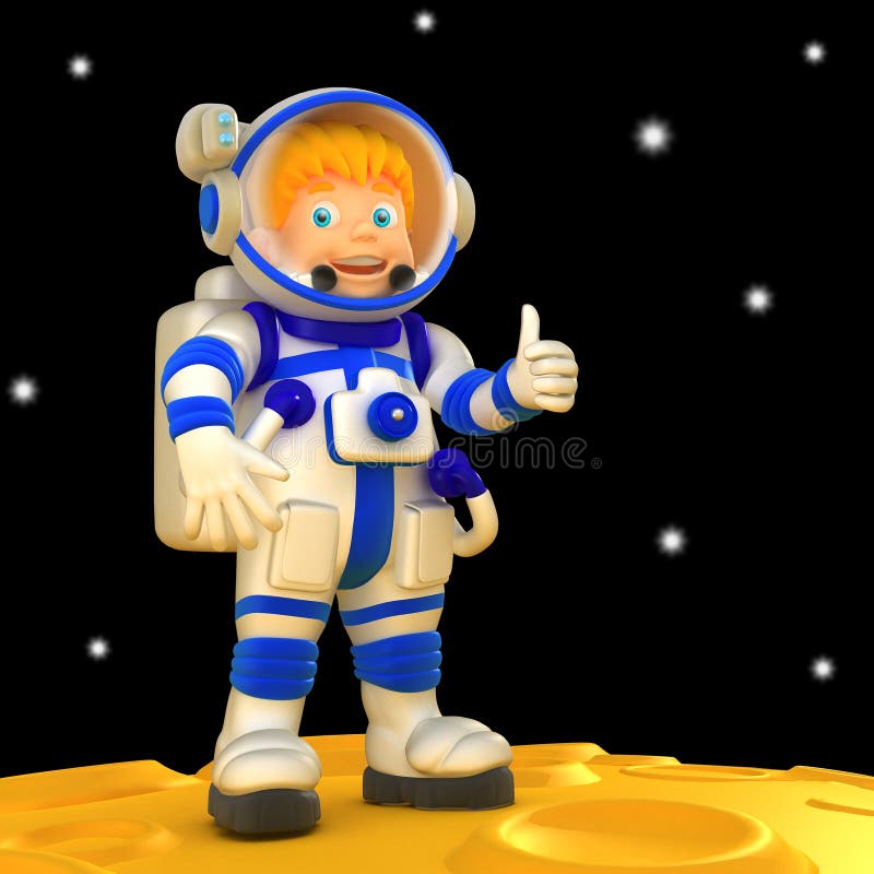 Cartoon Spaceman 3D Illustration. Stock Illustration - Illustration of ...