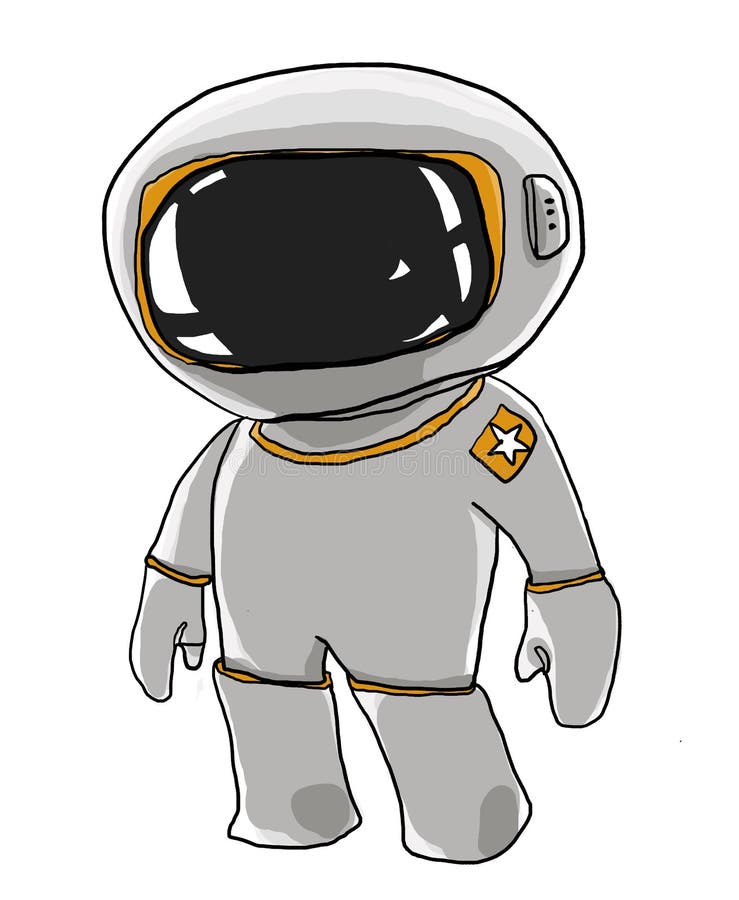 Cartoon Spaceman Looks a Cute Stock Illustration - Illustration of ...