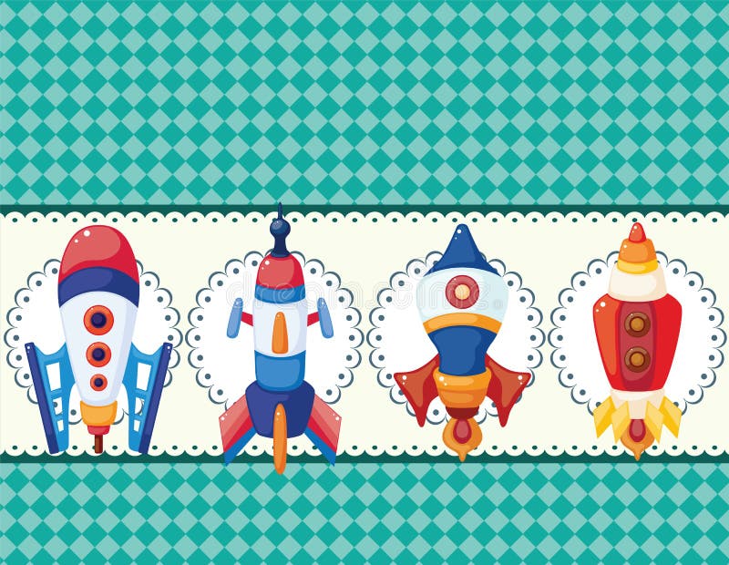 Cartoon spaceship card stock vector. Illustration of machine - 22256311