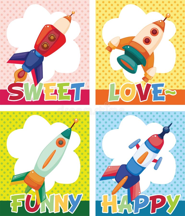 Cartoon spaceship card stock vector. Illustration of child - 22256345
