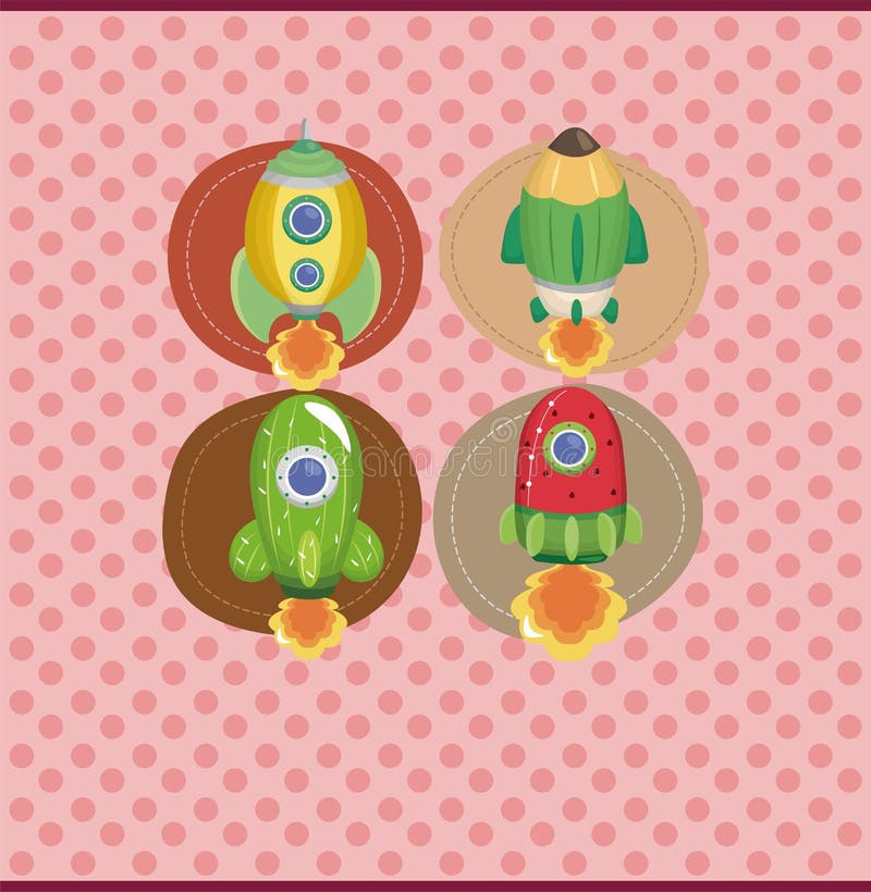 Cartoon spaceship card stock vector. Illustration of birthday - 22441535