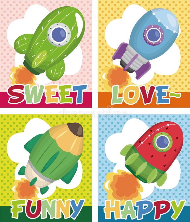 Cartoon spaceship card stock vector. Illustration of greeting - 22441564