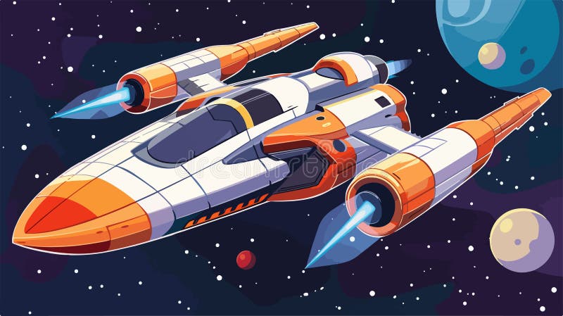 Cartoon Spaceship Flying in Outer Space - Creative Illustration for ...
