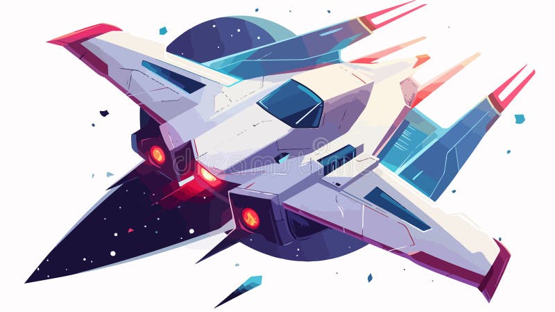 Cartoon Spaceship Flying in Outer Space - Creative Illustration for ...