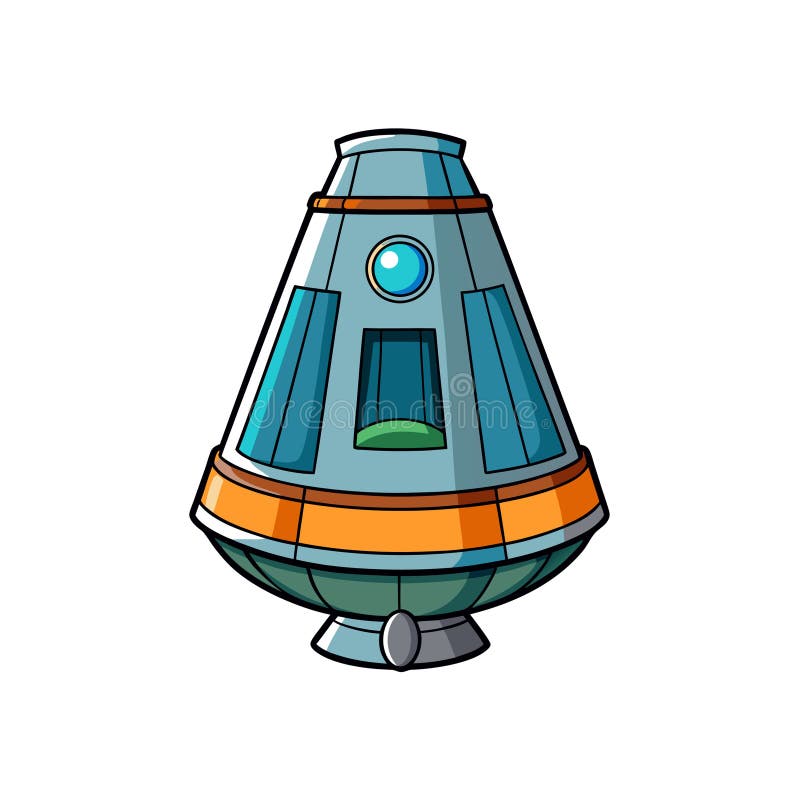 Cartoon Spaceship Landing Module Isolated on White Background Stock ...
