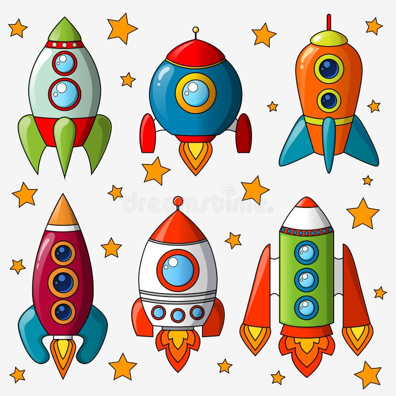 Cartoon spaceship set stock vector. Illustration of speed - 88935157