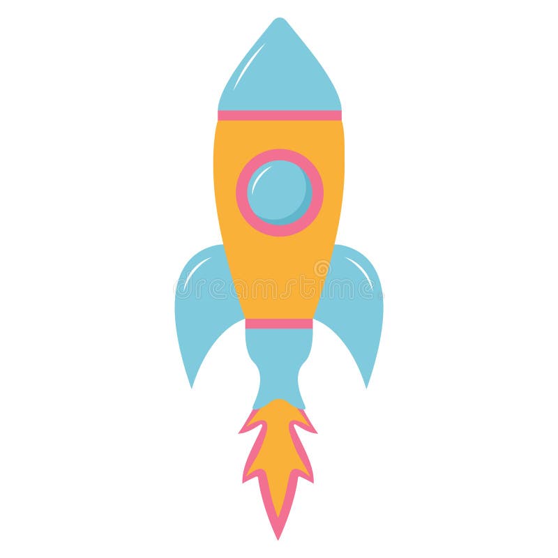 Cartoon Spaceship Take Off. Rocket Launch Stock Vector - Illustration ...