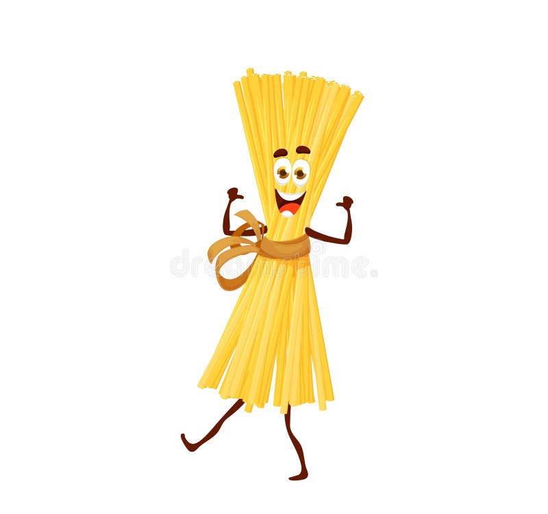 Cartoon Spaghetti Pasta Italian Food Personage Stock Illustration