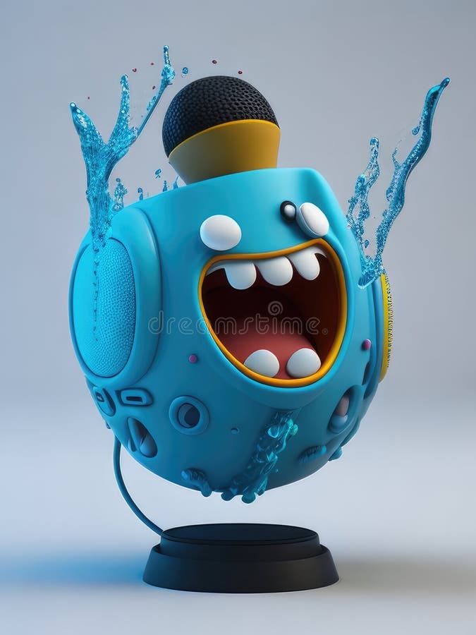 Cartoon Speaker with Suction and Water Bouncing from Sound Stock ...