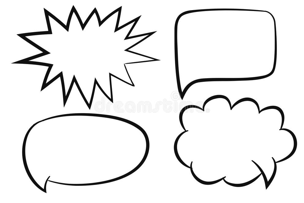 Cartoon Speech Bubbles in Various Shapes, Including Starburst, Cloud ...