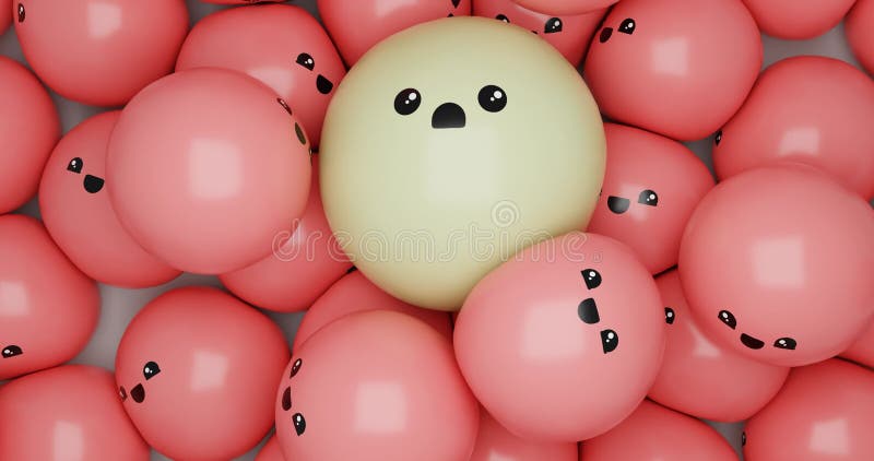 A Cartoon Sphere with a Frightened Expression on Its Face is Harassed ...