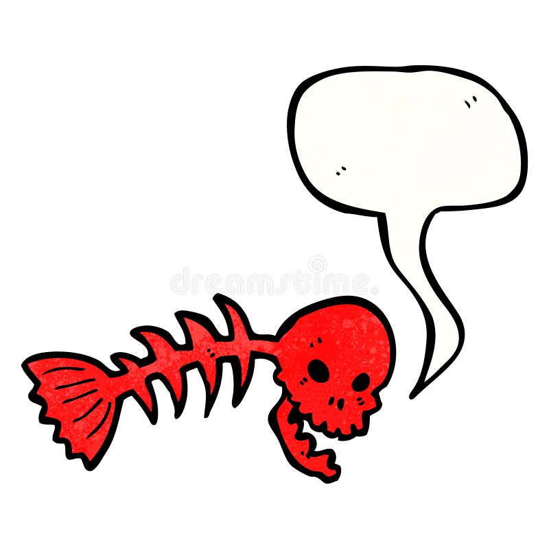 Cartoon Spooky Fish Bones Symbol with Speech Bubble Stock Vector ...