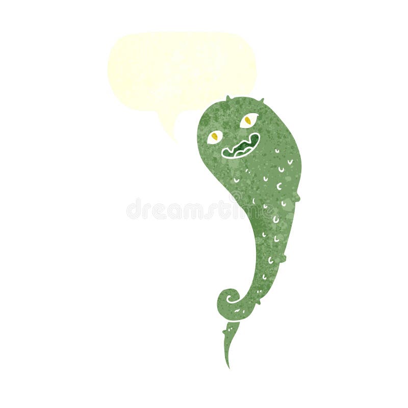 Cartoon Spooky Ghost with Speech Bubble Stock Illustration ...