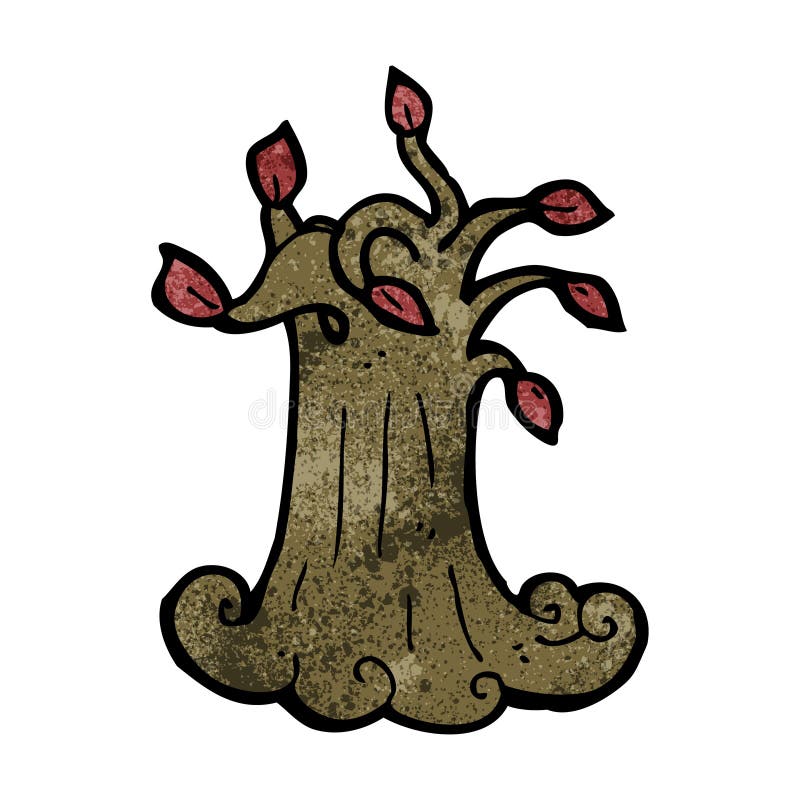 Cartoon spooky old tree stock illustration. Illustration of funny ...
