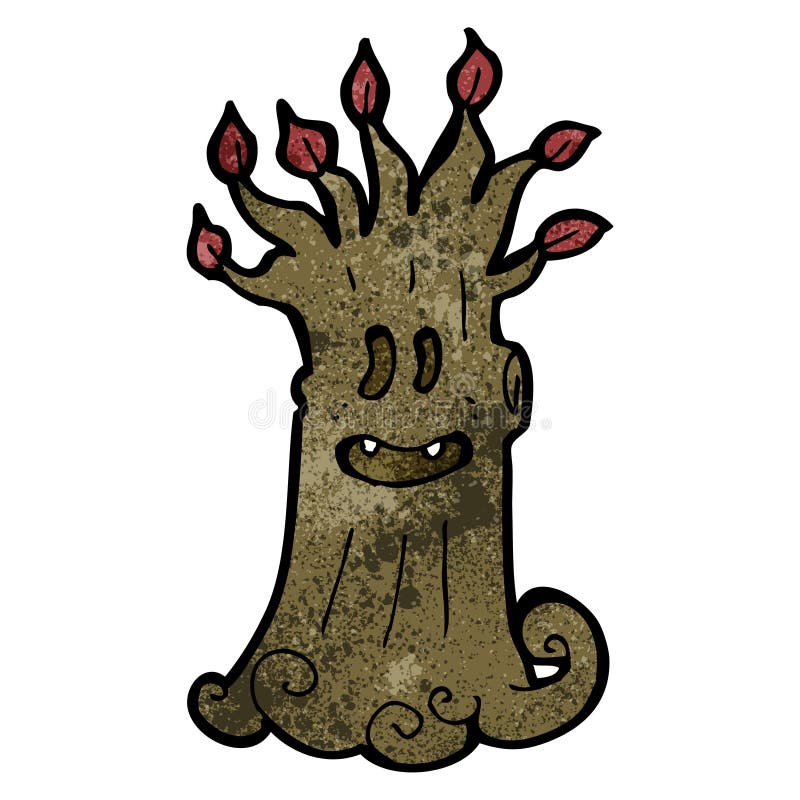 Cartoon spooky old tree stock illustration. Illustration of spooky ...