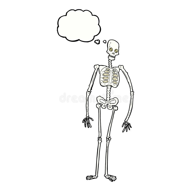 Cartoon Spooky Skeleton with Thought Bubble Stock Illustration ...