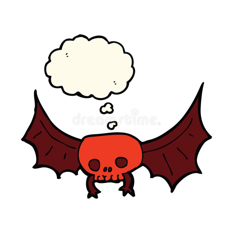Cartoon Spooky Skull Bat with Thought Bubble Stock Illustration ...