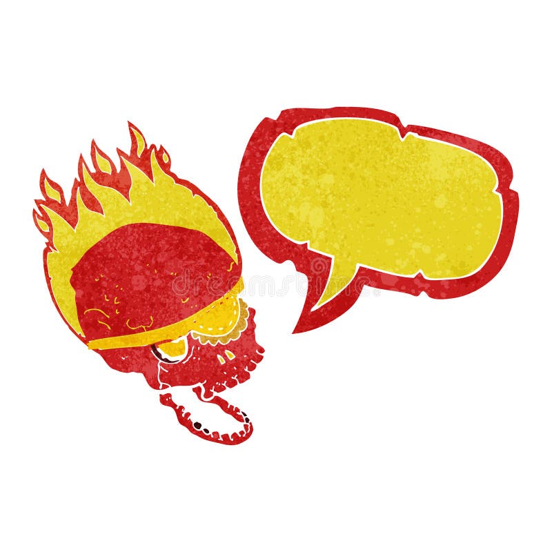 Cartoon Spooky Skull with Eye Patch with Speech Bubble Stock ...