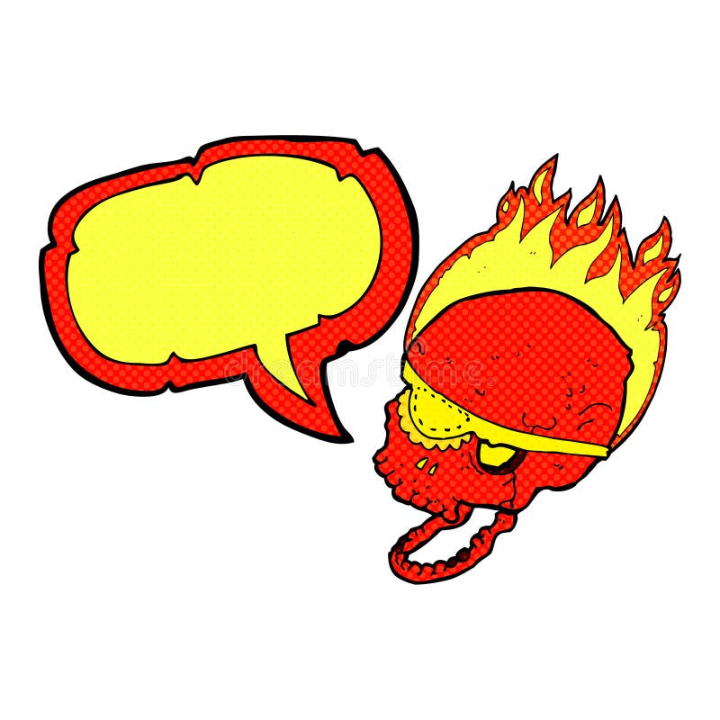 Cartoon Spooky Skull with Eye Patch with Speech Bubble Stock ...