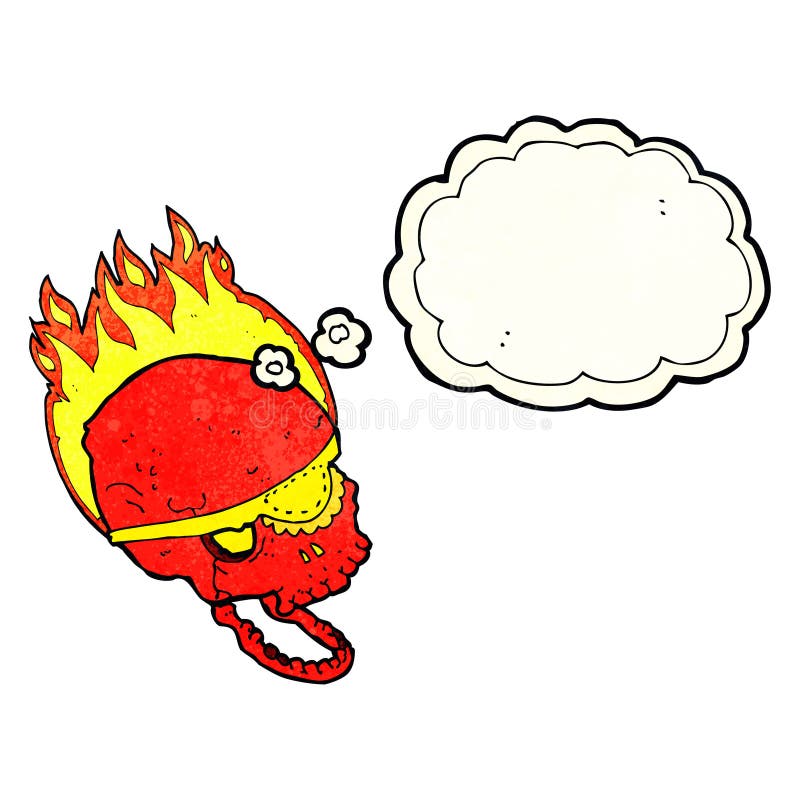 Cartoon Spooky Skull with Eye Patch with Thought Bubble Stock ...