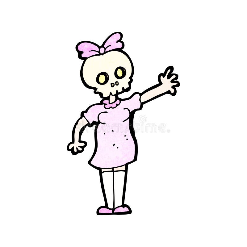 Cartoon spooky skull girl stock illustration. Illustration of artwork ...
