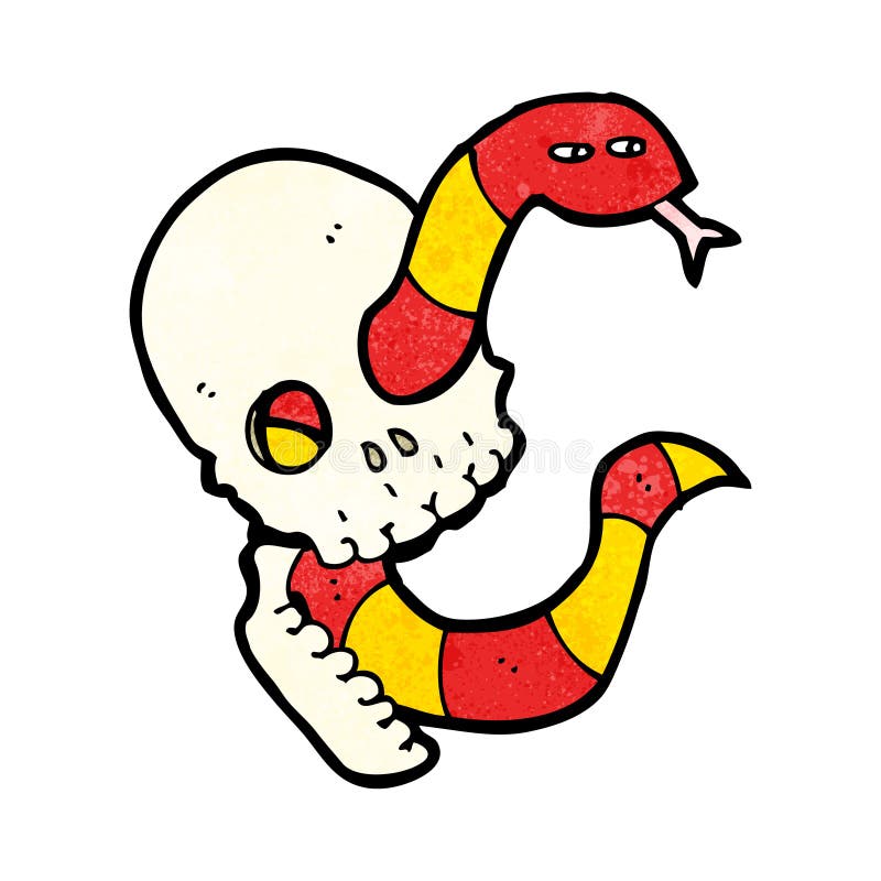 Spooky Snake and Skull Cartoon Stock Vector - Illustration of doodle ...