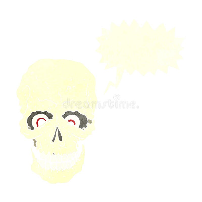 Cartoon Spooky Skull with Speech Bubble Stock Illustration ...