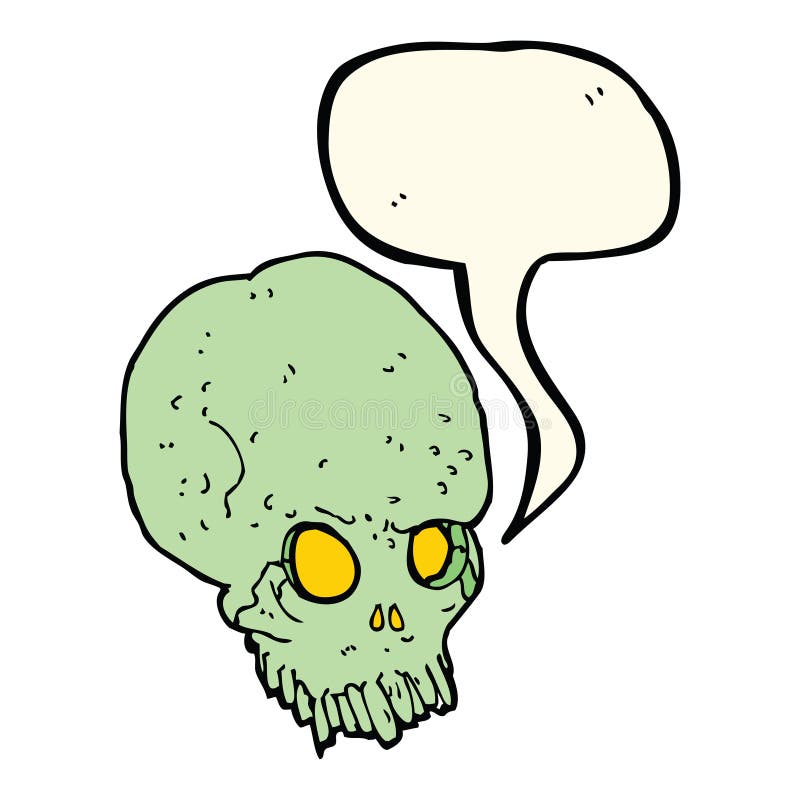 Cartoon Spooky Skull with Speech Bubble Stock Illustration ...